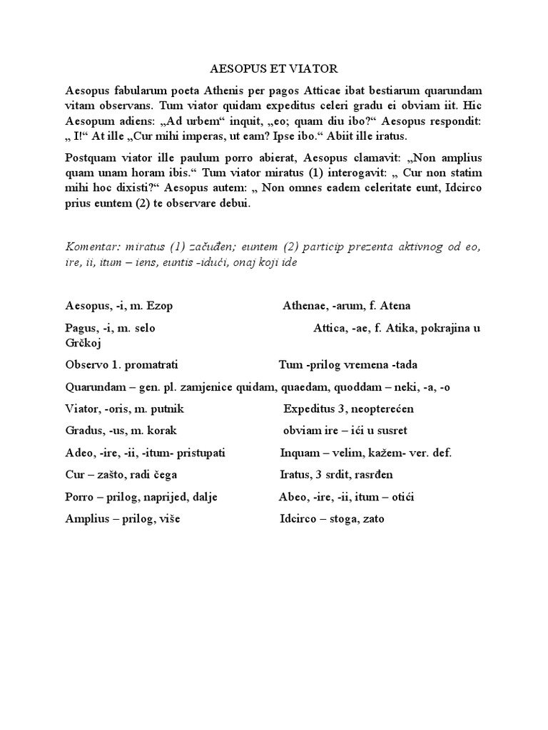 Aesopus Et Viator - Tekst | PDF