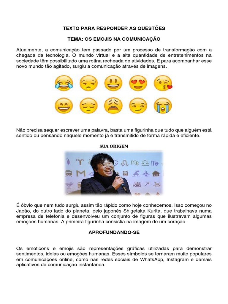 Texto para Responder As Questões | PDF | Comunicação | Imagem