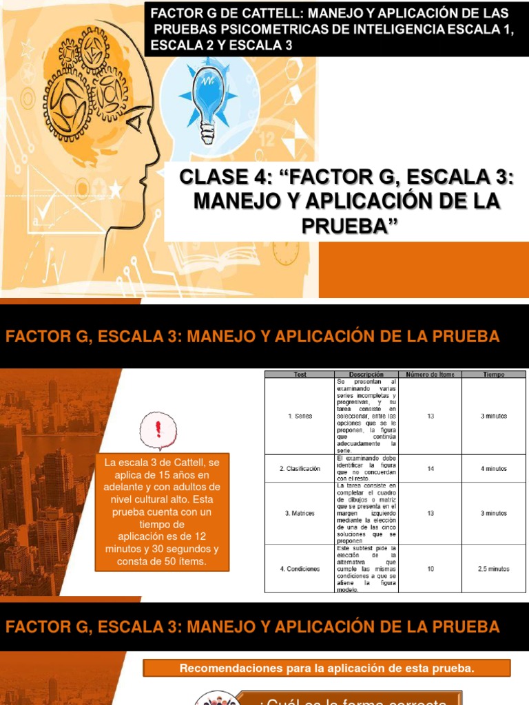 Aplicación del Test Factor G, Escala 3 | PDF | Cociente de inteligencia