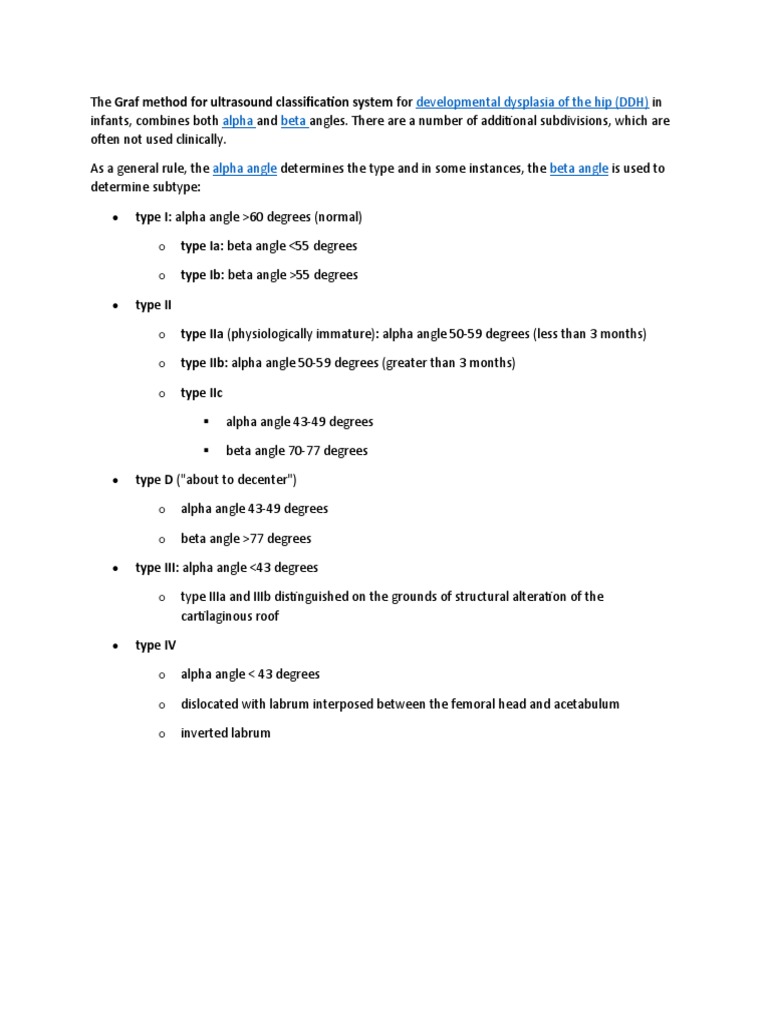 Graf Classification of Hip Dysplasia | PDF