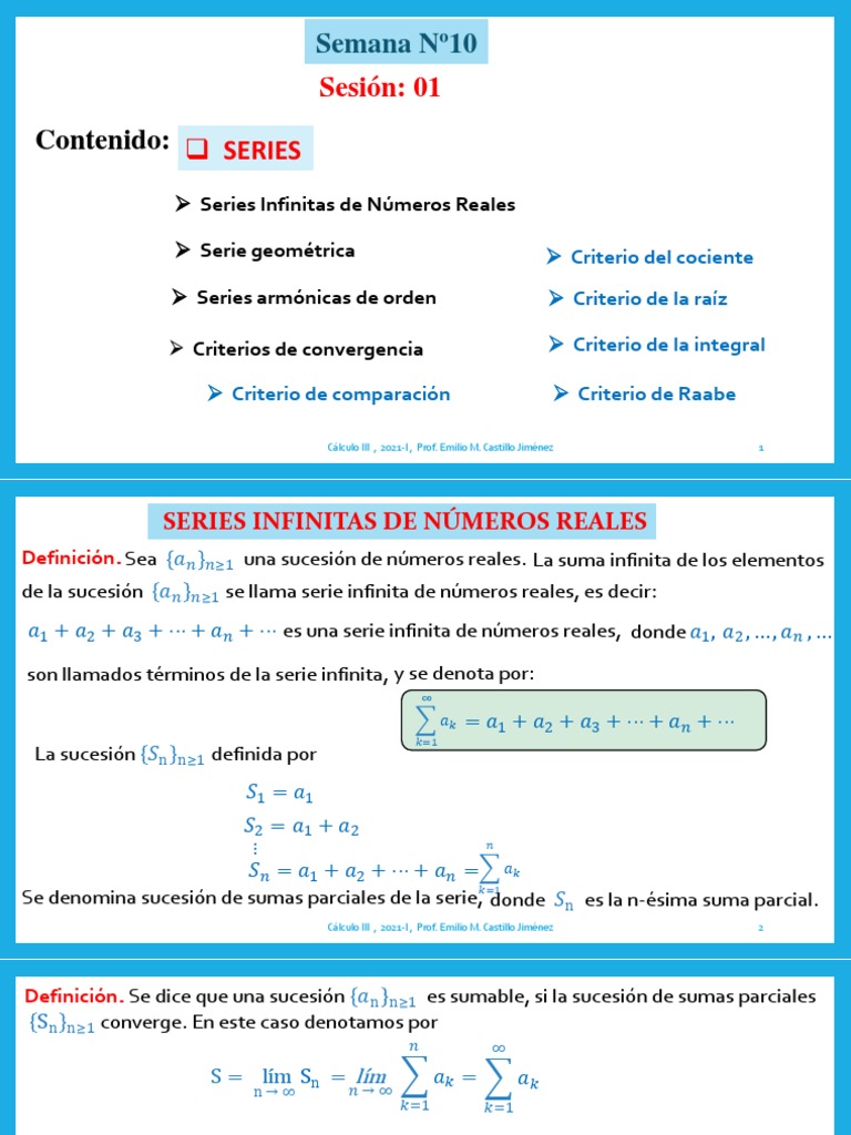 Series Infinitas y Criterios de Convergencia | PDF | Series ...