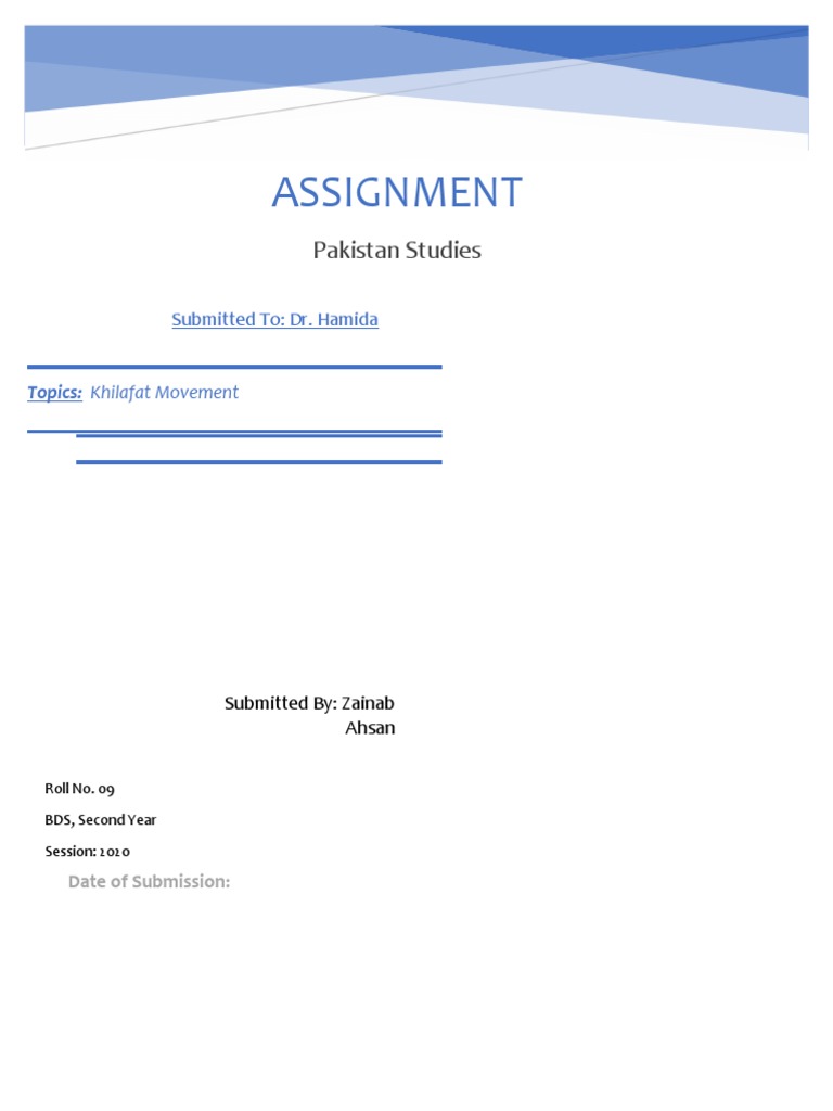Assignment: Pakistan Studies | Download Free PDF | Middle East | Politics Of The Ottoman Empire