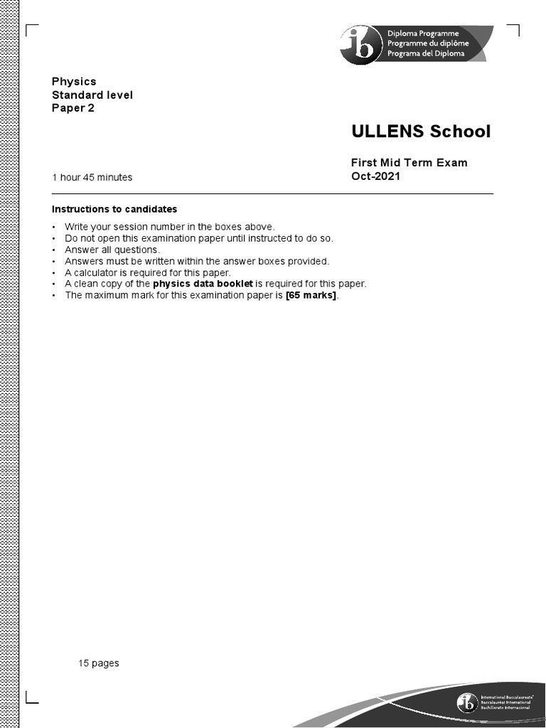 Physics P2 - SL FIrst Mid Term 2021 With MS | PDF | Acceleration | Velocity