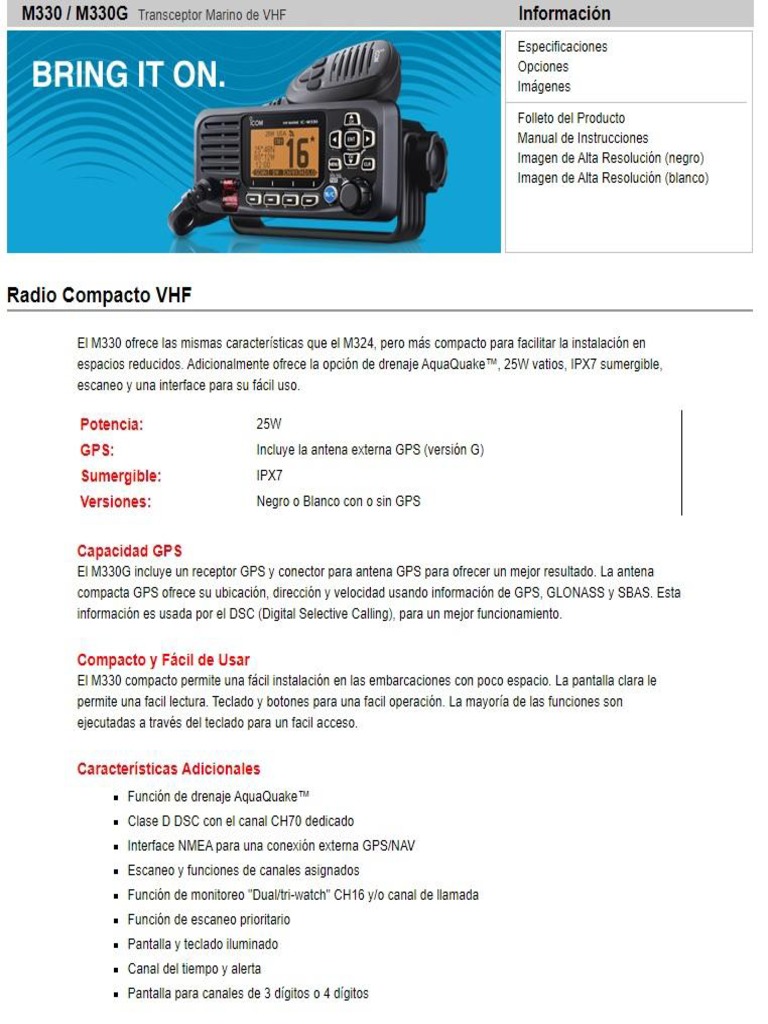 Radio VHF Icom M330 | PDF
