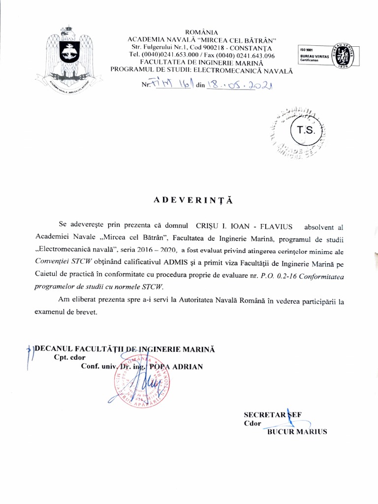 Adeverinta Practica | PDF