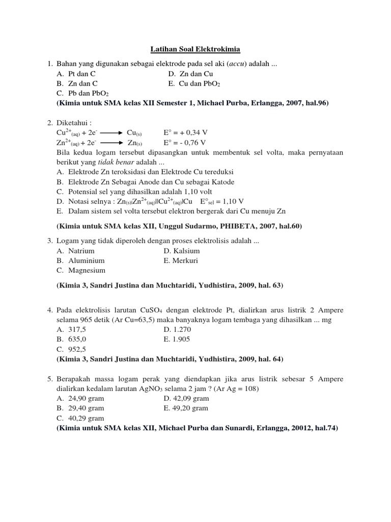 Latihan Soal Elektrokimia | PDF
