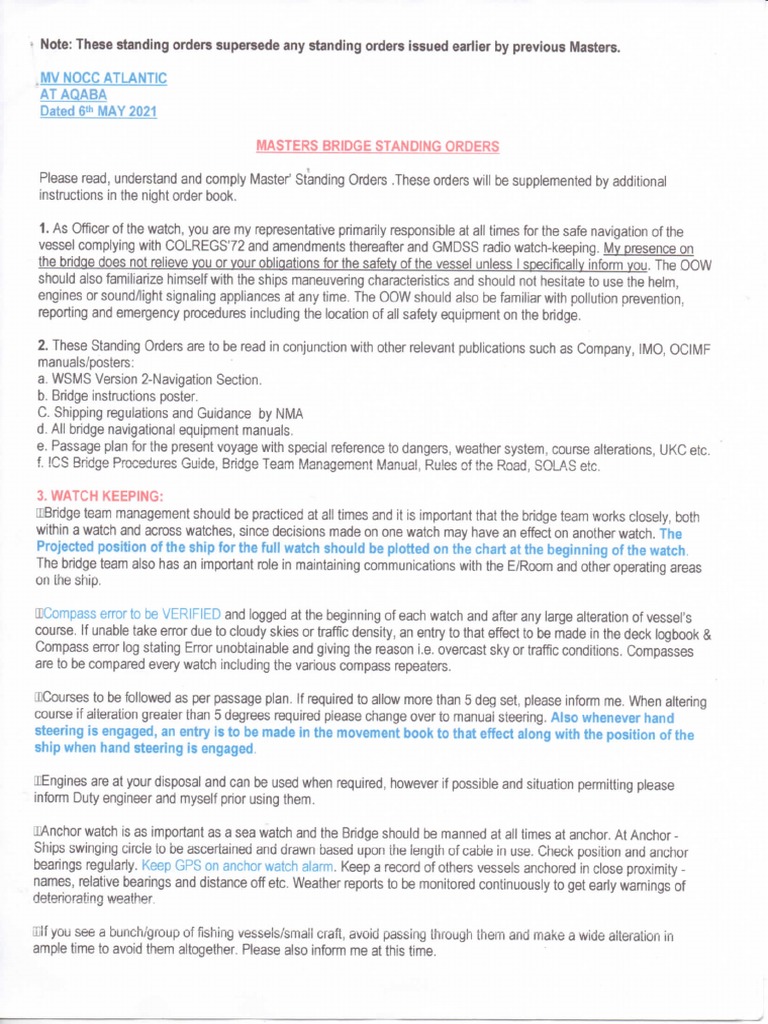 07.masters Standing Orders | PDF