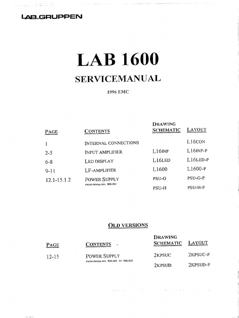 LAB1600 Service Manual | PDF
