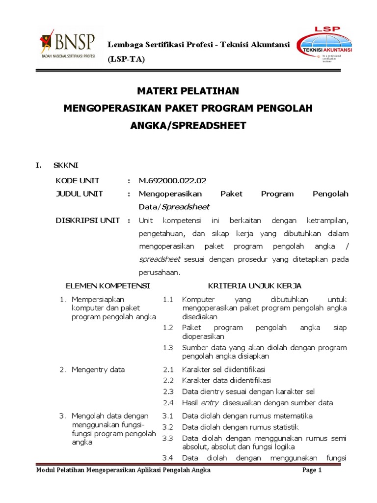 Materi Pelatihan Spreadsheet Polban Ok | PDF