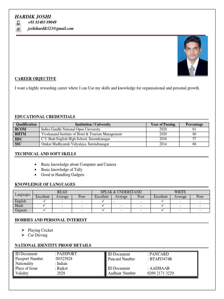 Hardik Joshi CV | PDF