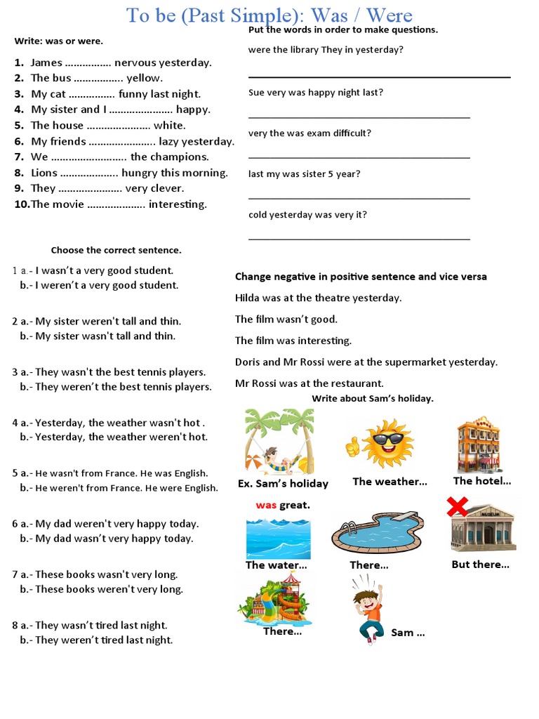 Put The Words in Order To Make Questions. Write: Was or Were | PDF