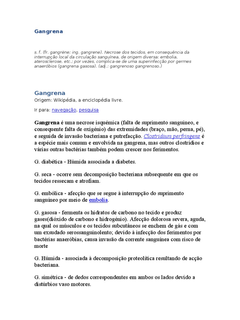 Entendendo a Gangrena e suas Causas | PDF | Embolia | Ciências da Saúde