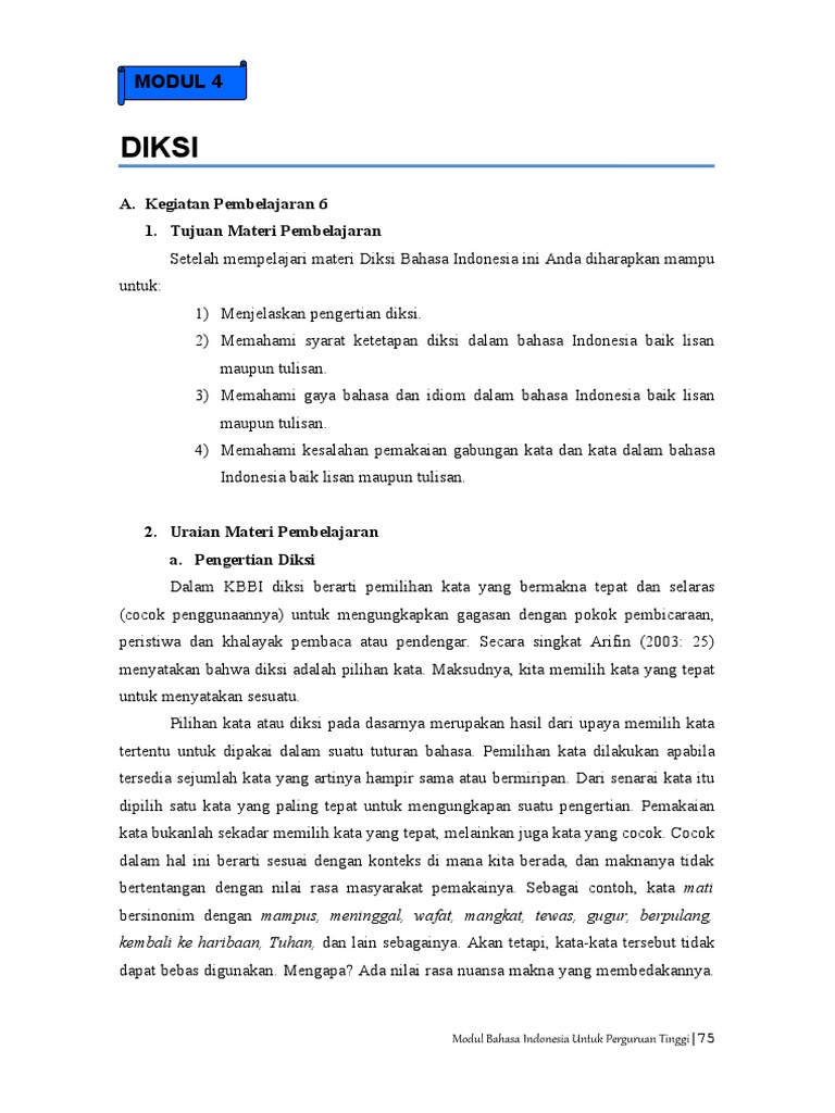 Modul 4 Diksi | PDF