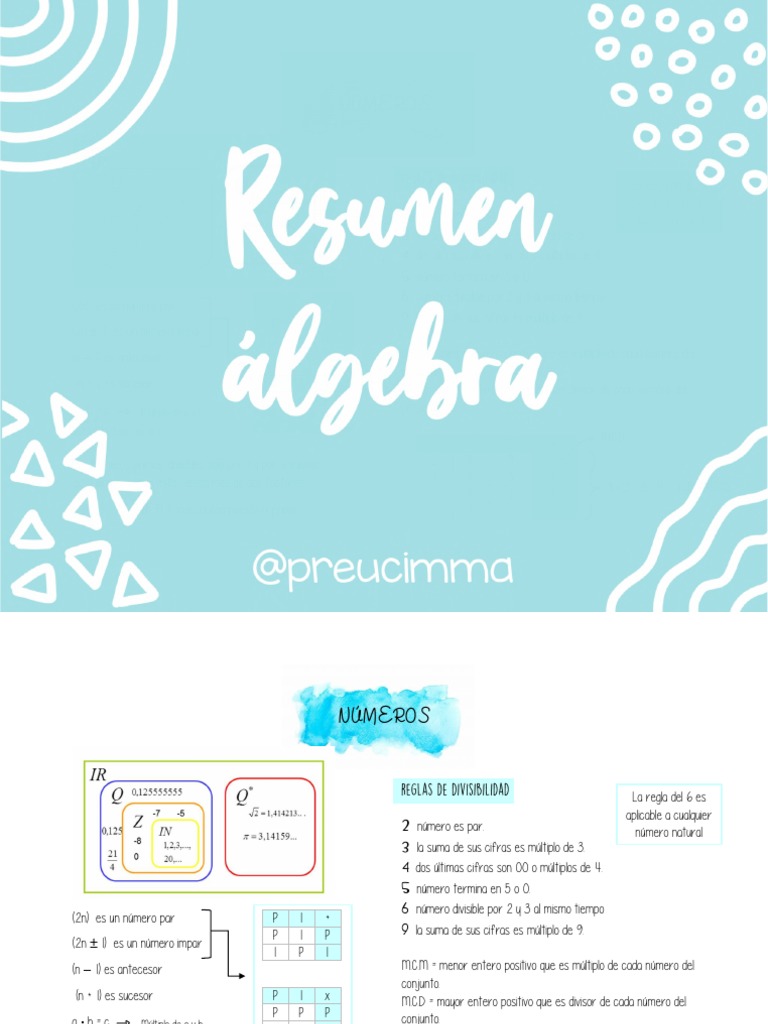 Mini Resumen Algebra y Funciones | PDF | Ecuaciones | Función (Matemáticas)