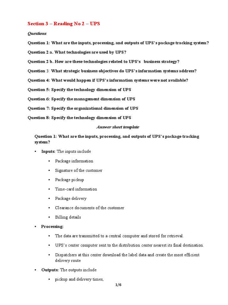 UPS's Information Technology Strategy | PDF | United Parcel Service ...
