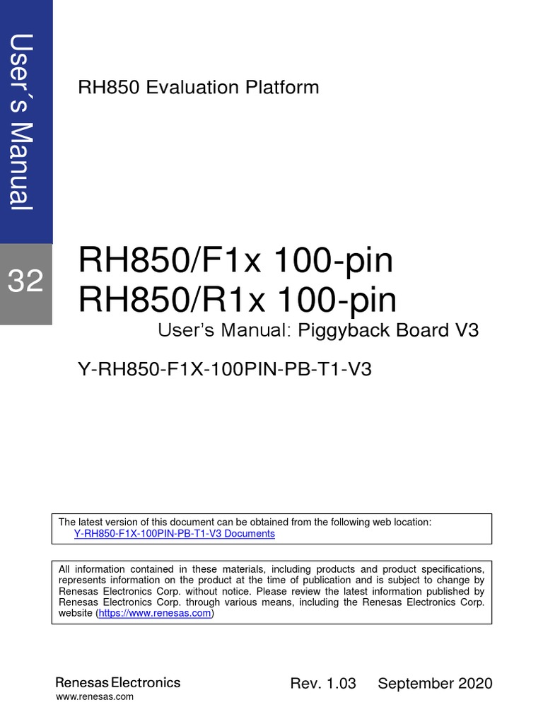 RH850/F1x 100-Pin RH850/R1x 100-Pin | PDF | Electrical Connector ...
