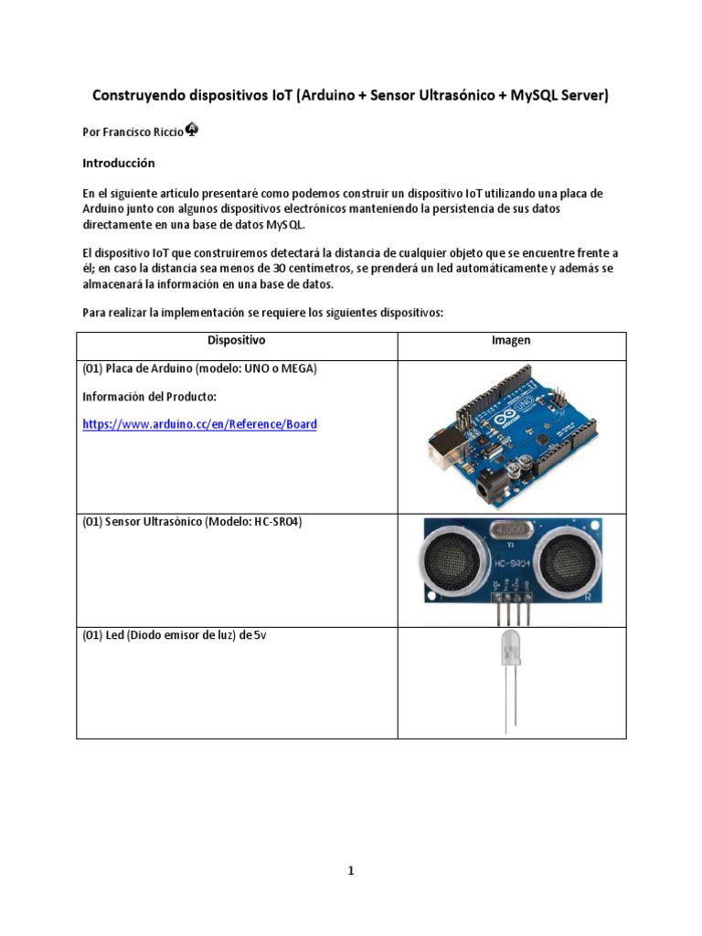 Construyendo Dispositivos Iot (Arduino + Sensor Ultrasónico + Mysql ...