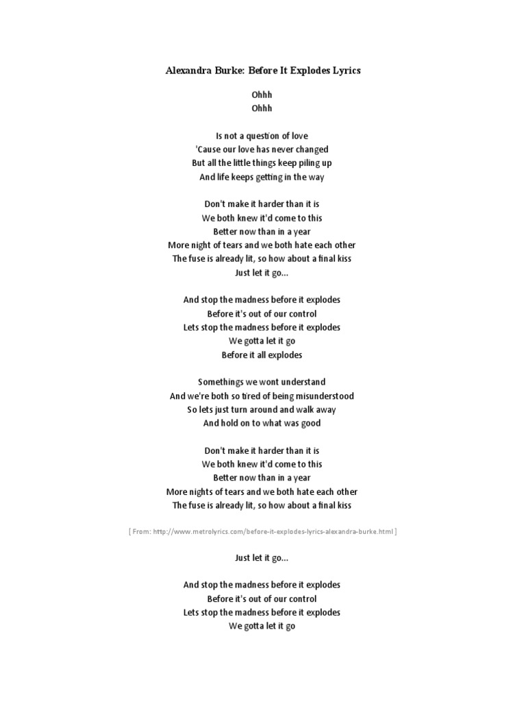 Before It Explodes: Lyrics Analysis | PDF