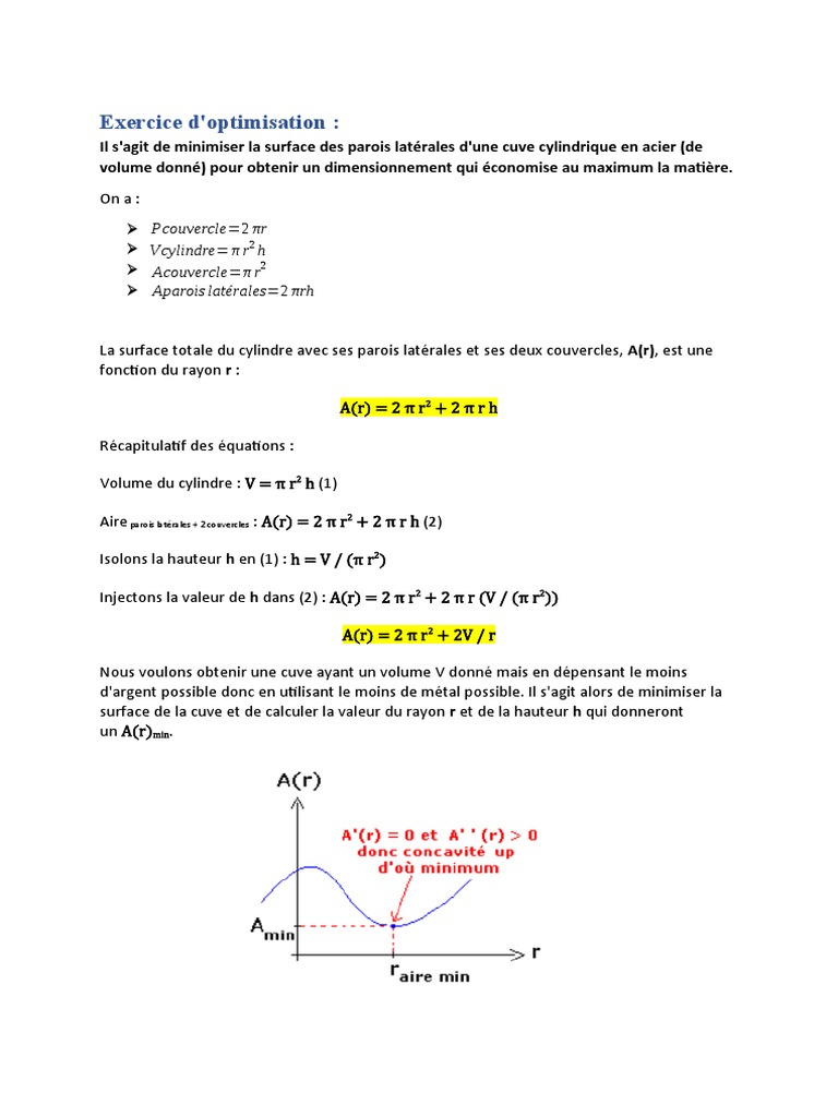 Exercice D'optimisation | PDF