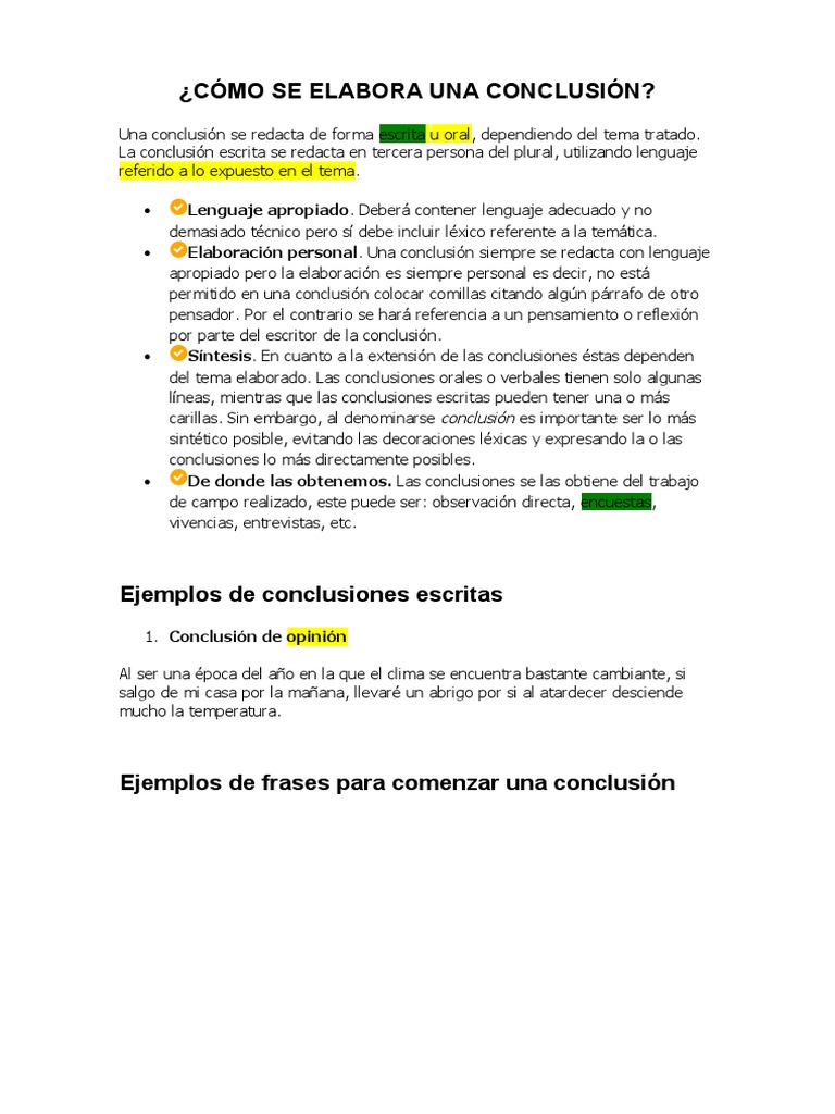 Cómo redactar conclusiones efectivas | PDF | Marketing | Transporte