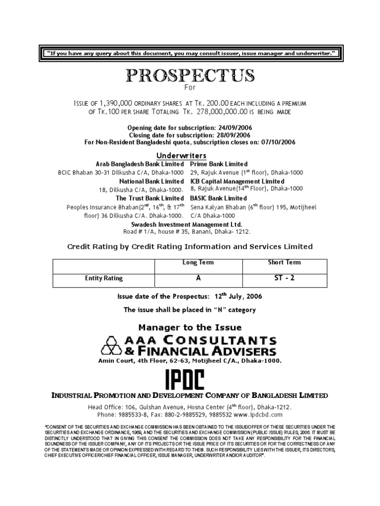 Prospectus IPDC | PDF | Investment Fund | Initial Public Offering