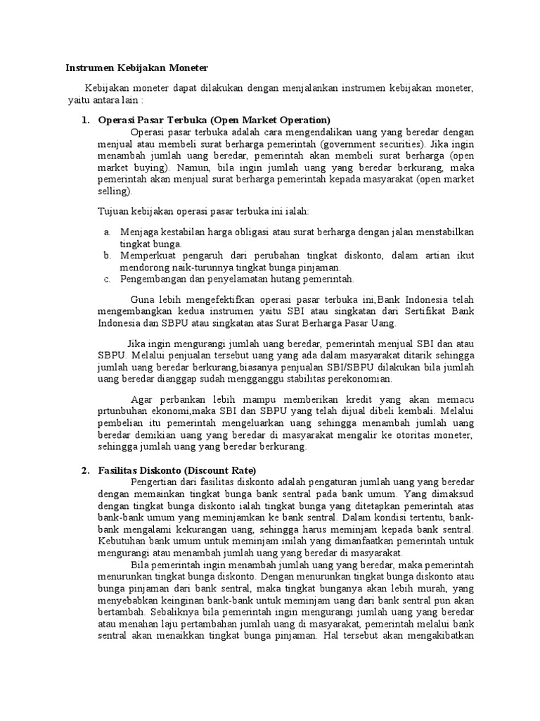 Makalah Instrumen Moneter | PDF
