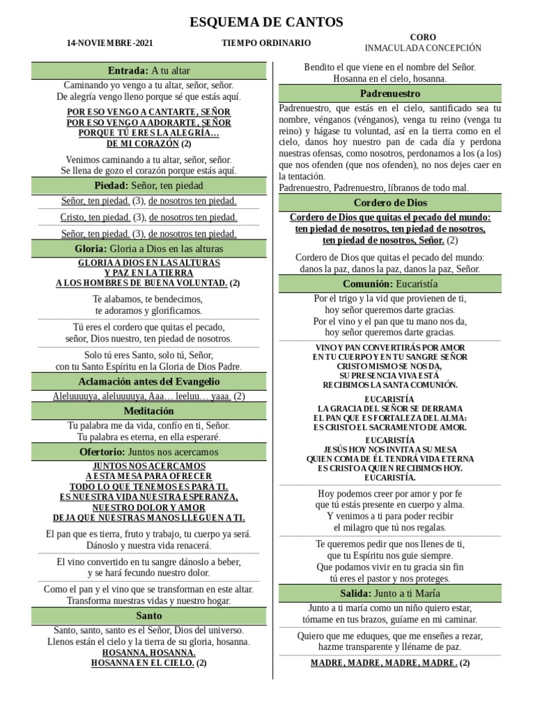 Esquema de Cantos de Tiempo Ordinario Ciclo B | PDF | eucaristía | Cristo (título)