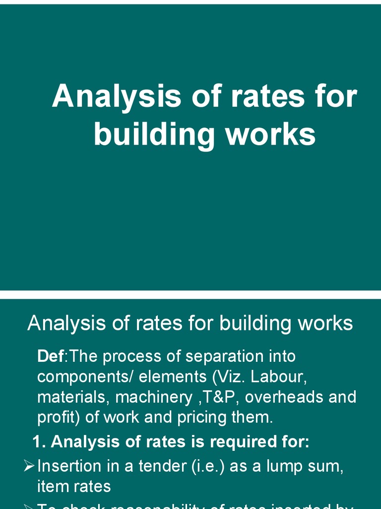 Rate Analysis for Building Works | PDF | Masonry | Asphalt