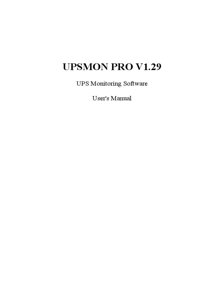 Upsmon Pro V1.29: UPS Monitoring Software User's Manual | PDF | Usb ...