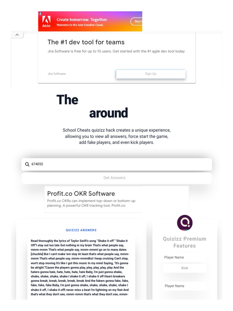 Quizizz - Hacks, Cheats, Answers - School Cheats | PDF | Song ...