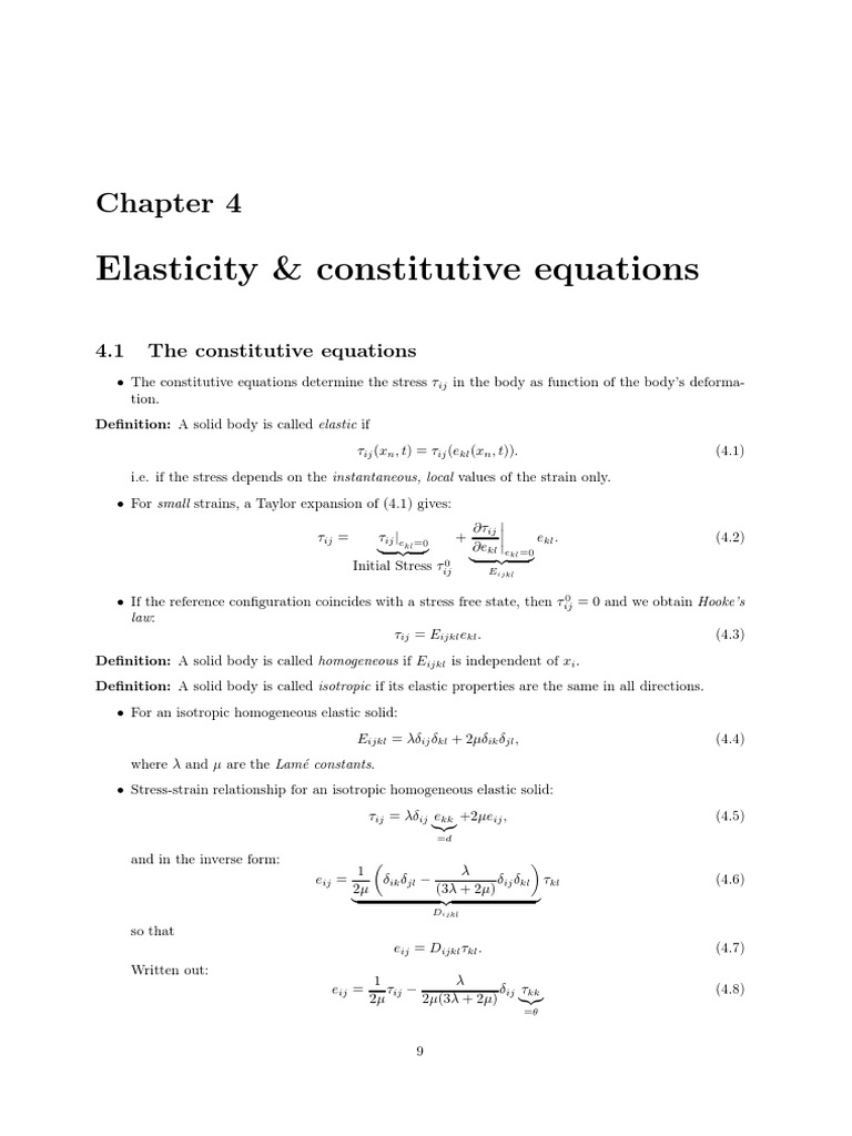 Elasticity & Constitutive Equations | PDF | Elasticity (Physics) | Young's Modulus