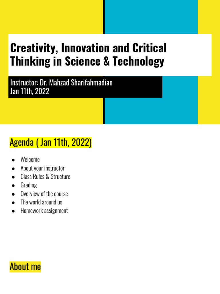 Creativity, Innovation and Critical Thinking in Science & Technology ...
