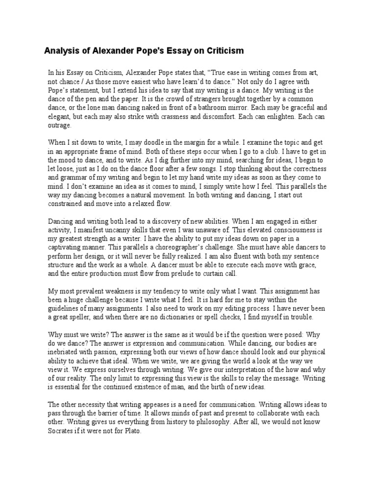 Analysis of Alexander Pope's Essay On Criticism | PDF | Essays | Cognition