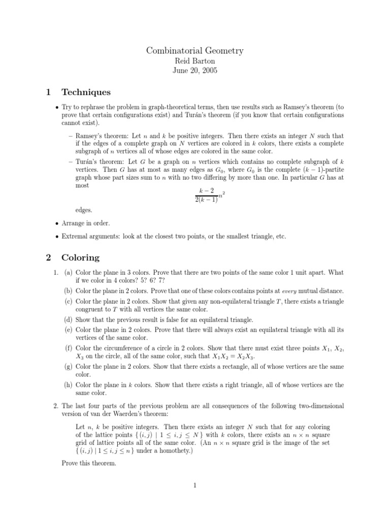 Combinatorial Geometry - Reid Barton - MOP 2005 | Download Free PDF ...