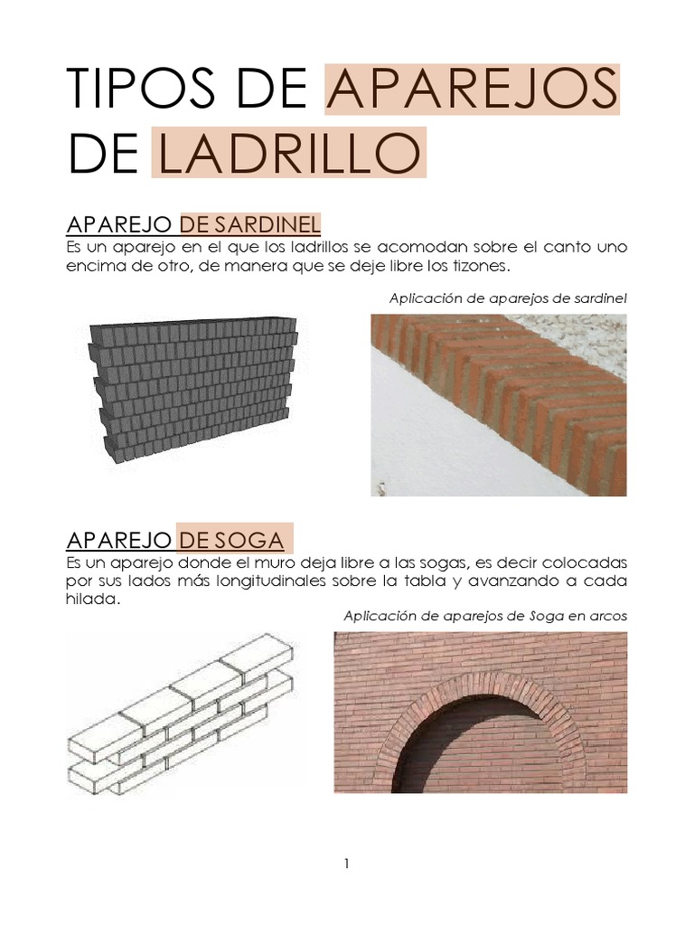 Tipos de Aparejos de Ladrillo | PDF | Ladrillo | Construyendo tecnología