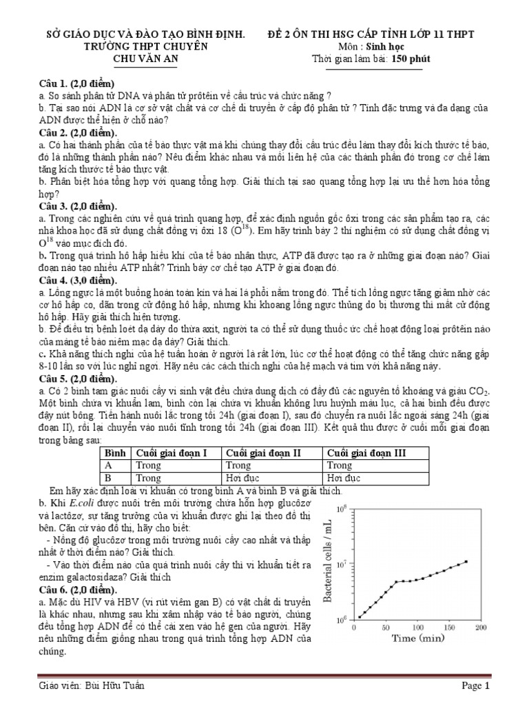 De 2 On Thi HSG Cap Tinh Mon Sinh 11 Nam 2021 Hs | PDF