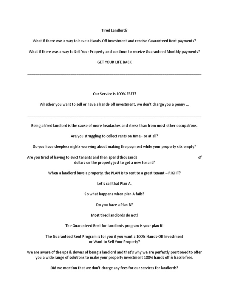 Are You A Tired Landlord Website Script | PDF | Landlord | Renting