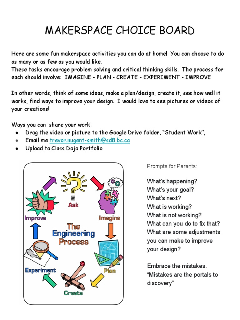 Makerspace Choice Board - 0 | PDF | Cognition