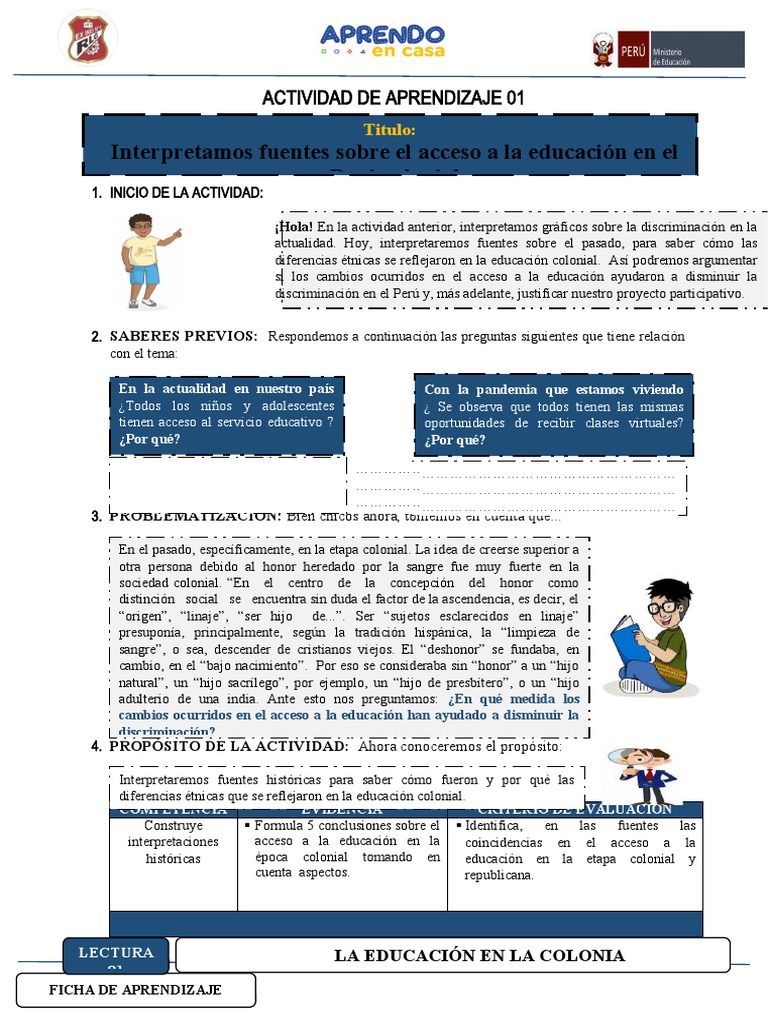 Ficha de Aprendizaje CCSS 4° Grado | PDF | Aprendizaje | Era de iluminacion