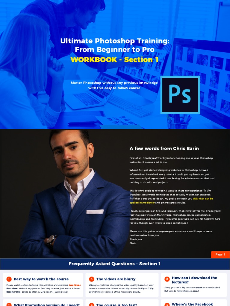 Ultimate Photoshop Training: From Beginner To Pro: WORKBOOK - Section 1 ...