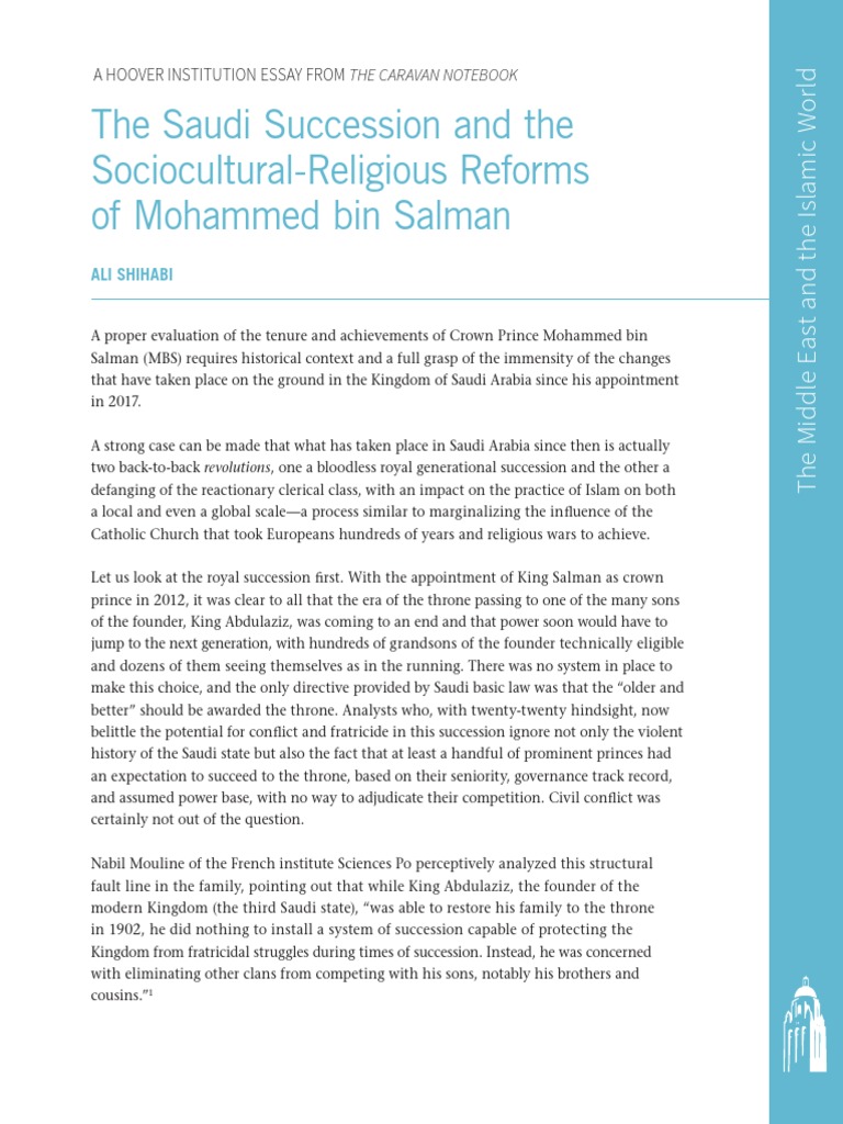 The Saudi Succession and The Sociocultural-Religious Reforms of MBS ...