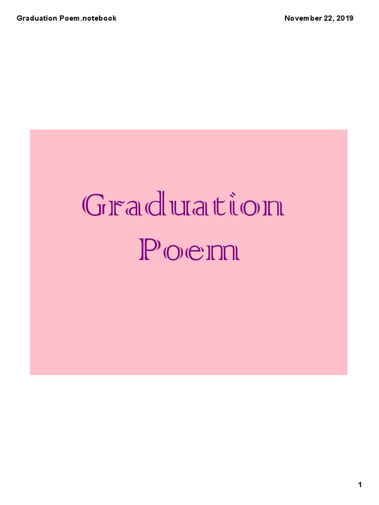 Graduation Poem | PDF