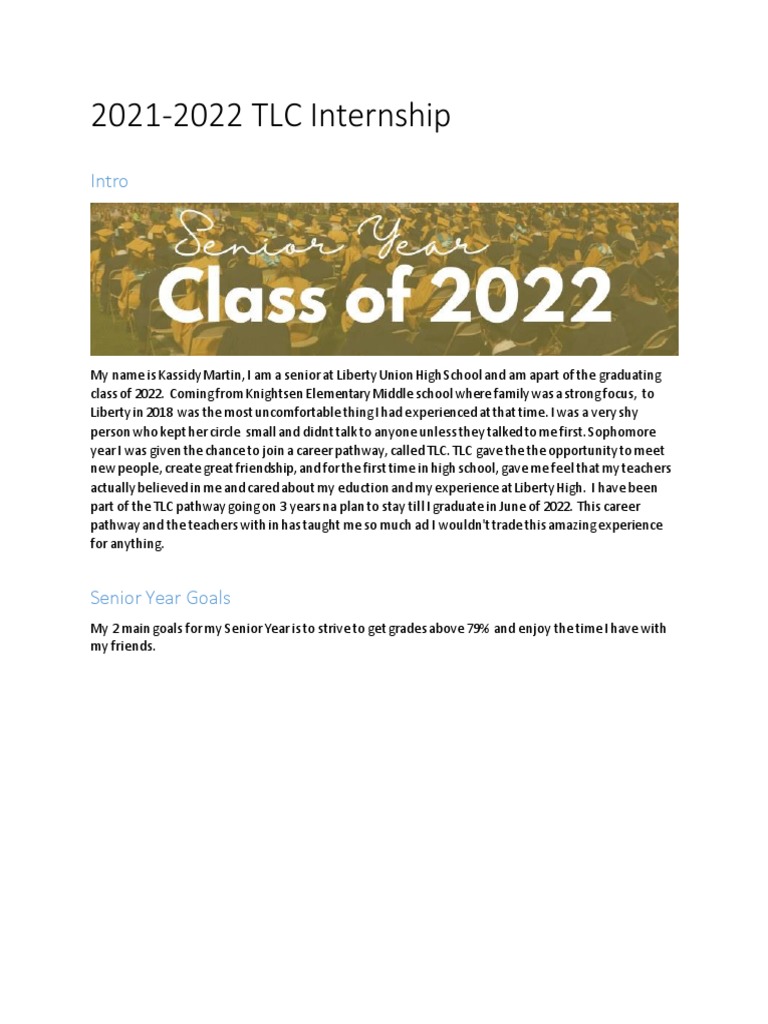 TLC Internship Experience and Goals | PDF | Lesson Plan | Learning