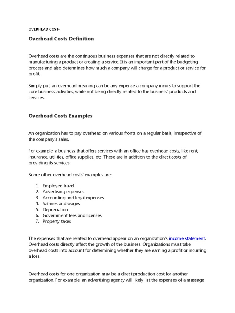 Overhead Cost and Labour Cost | PDF | Cost | Expense