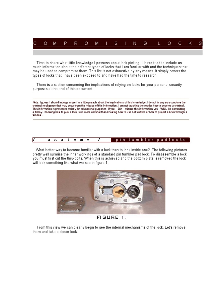 Anatomy and Theory of Lock Picking: A Comprehensive Guide to ...