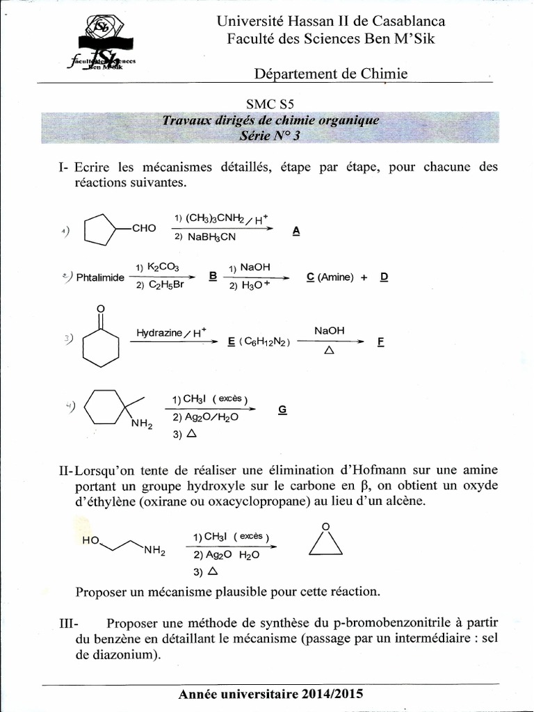 Corrigés TD3-4-5 Chimie Organique Fonctionnelle SMC S5 | PDF