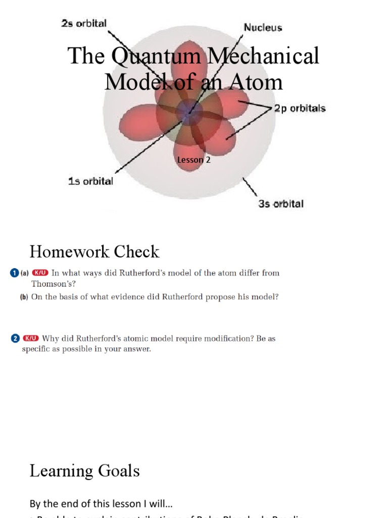 The Quantum Mechanical Model of An Atom: Lesson 2 | Download Free PDF ...