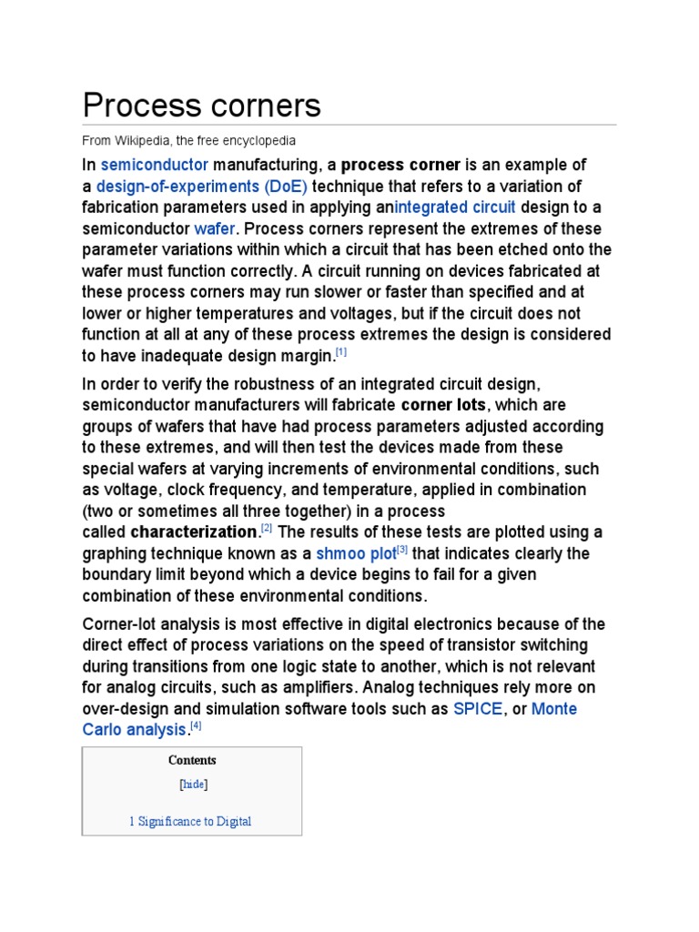 Process Corners: Semiconductor Design-Of-Experiments (Doe) Integrated ...