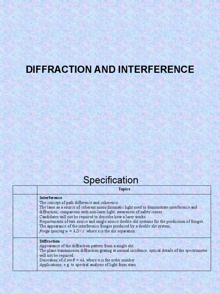 Diffraction and Interference | PDF | Diffraction | Waves