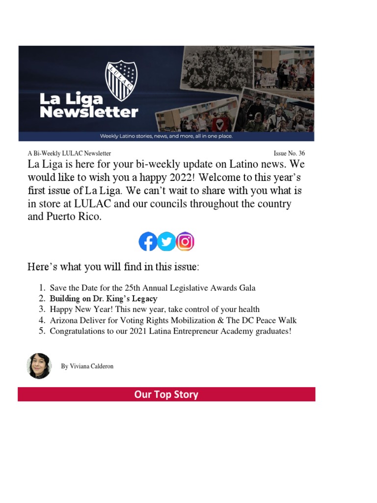 La Liga Your Bi-Weekly LULAC Newsletter No. 36 | PDF | Hispanic And ...